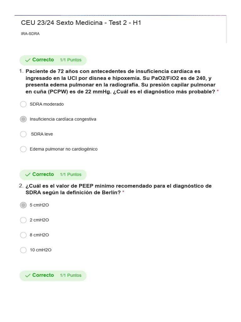 CEU 23-24 Sexto Medicina - Test 2 - H1 | PDF | Septicemia ...