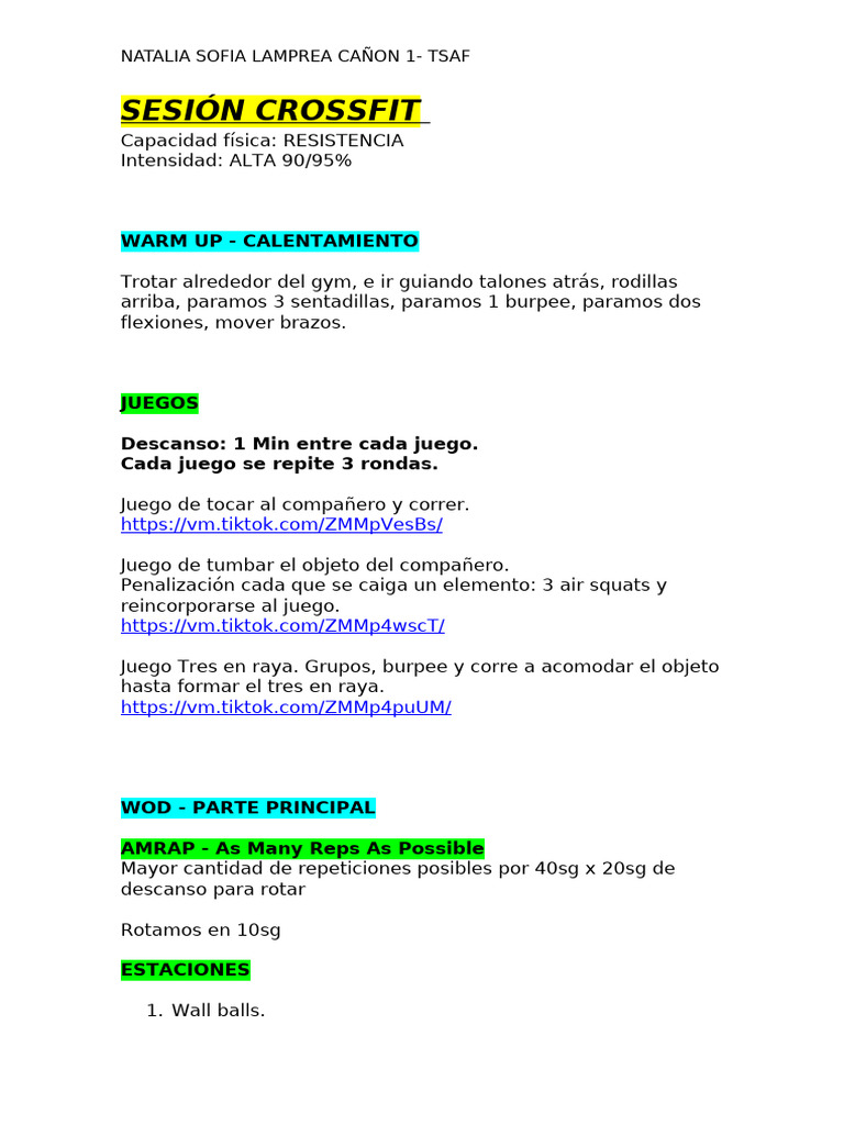 Sesión Crossfit | PDF | Deportes y actividades al aire libre | Cocina ...