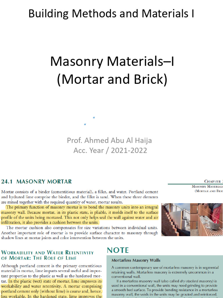 Building Methods and Materials I | PDF | Technology & Engineering
