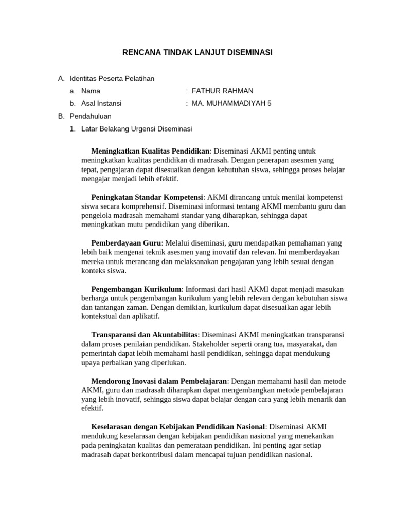 Format RTL Diseminasi | PDF