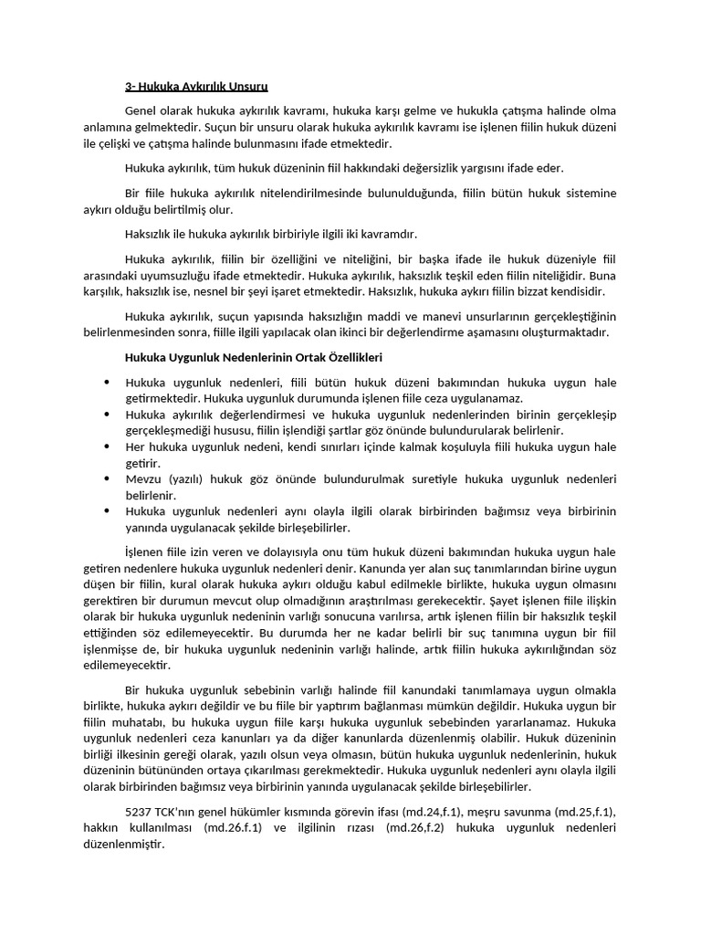 Hukuka Aykırılık Unsuru | PDF