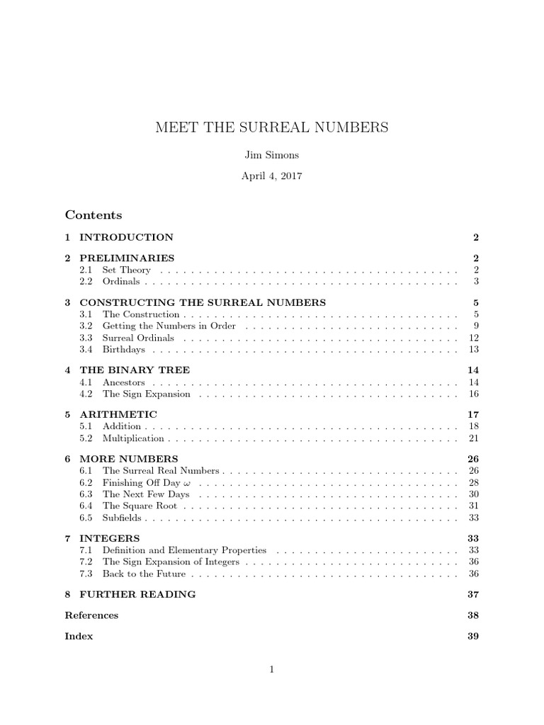 4H Jim Simons Meet The Surreal Numbers | PDF | Mathematics ...