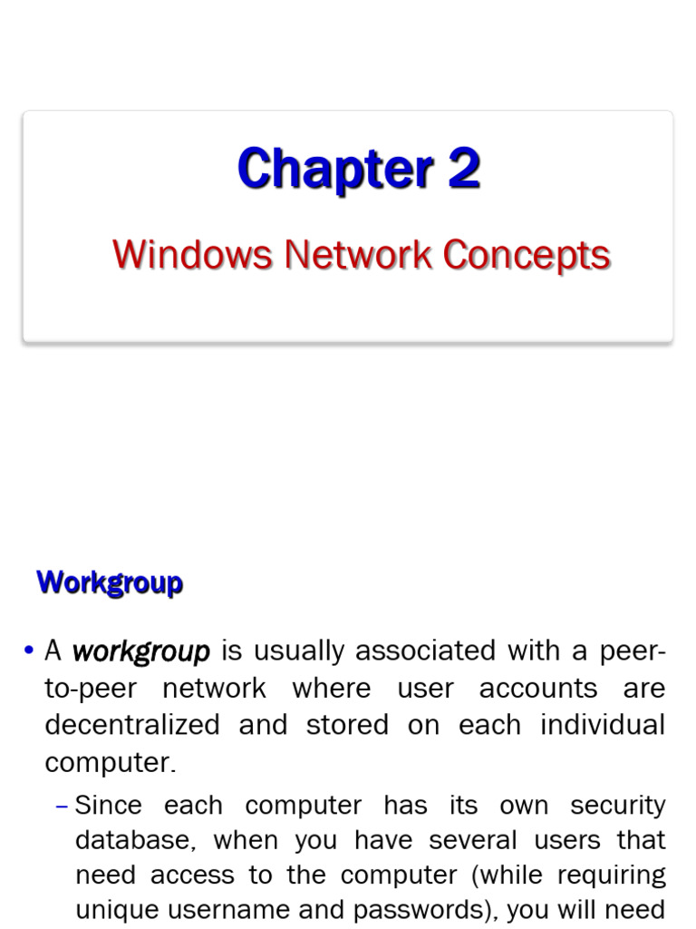 CH 2 Windows Network Concepts | PDF | Active Directory | User (Computing)