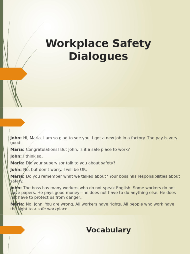 Safety Dialogue 2 | PDF