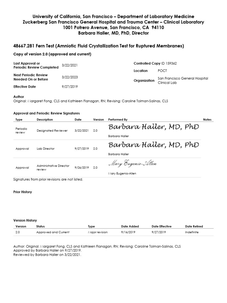 Fern Test 2021 | PDF | Vagina | Medical Laboratory