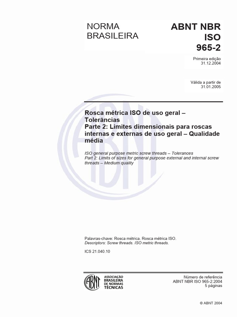 Abnt NBR Iso 965 - 2 2004 | PDF
