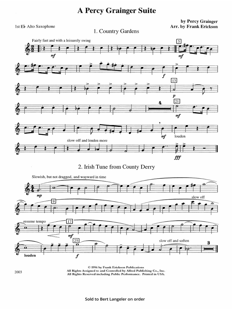 A Percy Grainger Suite 1st E-flat Alto Saxophone | PDF