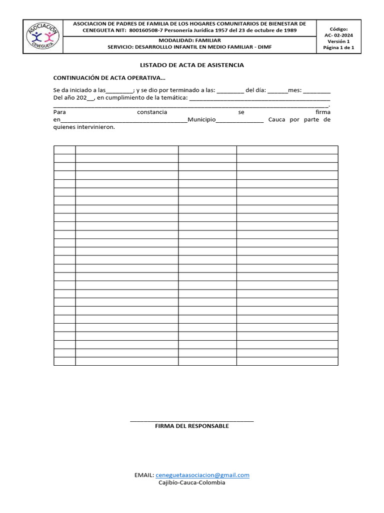 Ac-02-Listado de Acta de Asistencia | PDF