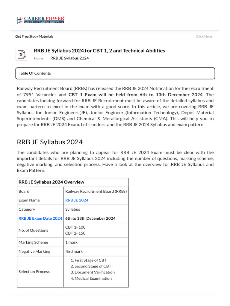 RRB JE 2024 Syllabus & Exam Pattern | PDF | Electric Motor | Bending