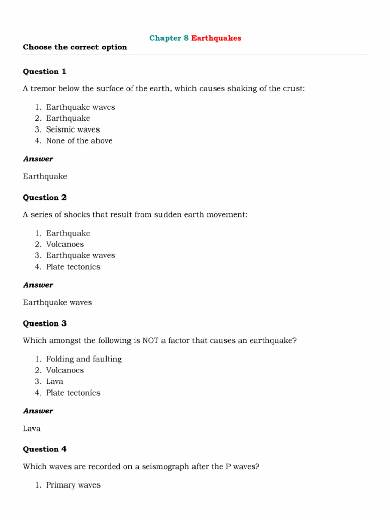 Earthquakes Notes | PDF