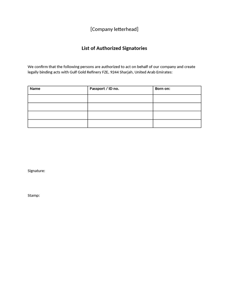 Authorized Signatories | PDF