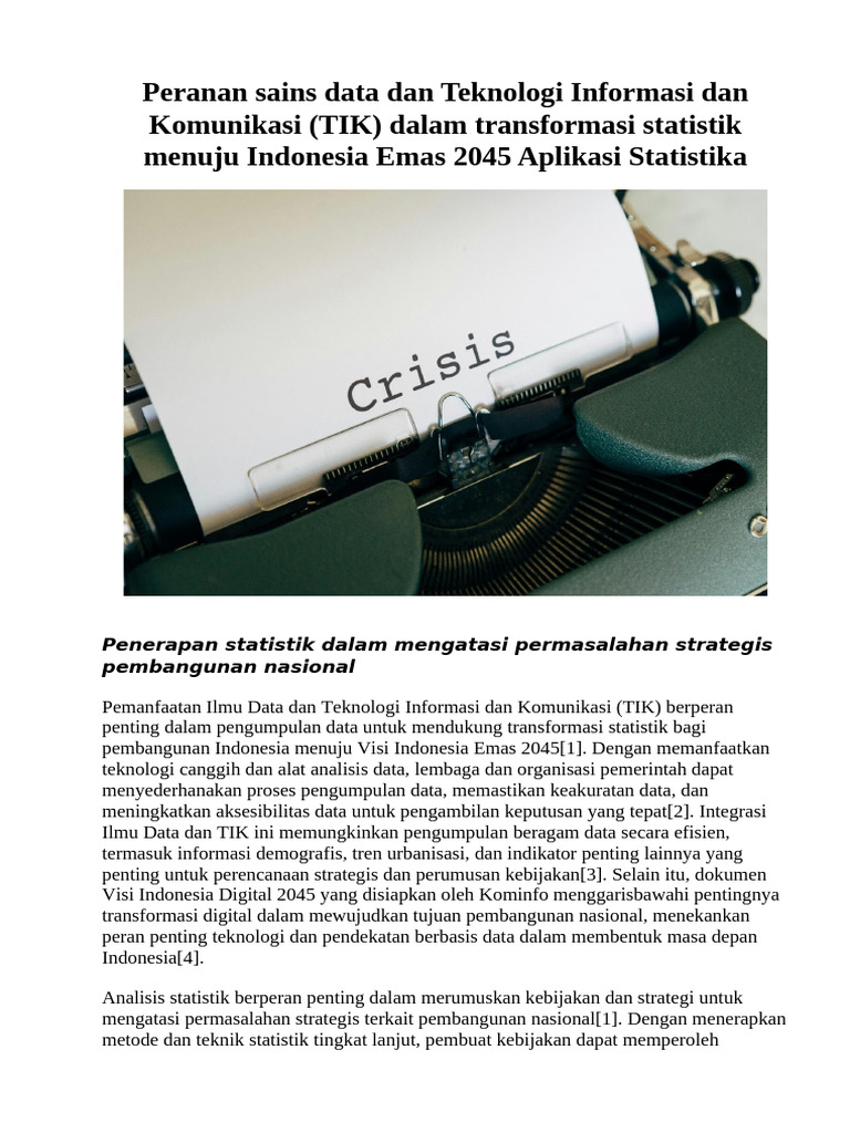 Peranan sains data dan Teknologi Informasi dan Komunikasi | PDF