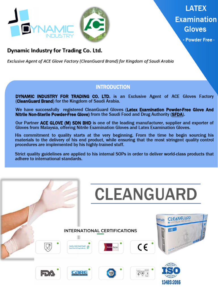 Ace Gloves (CleanGuard) Latex Gloves Powder Free | PDF
