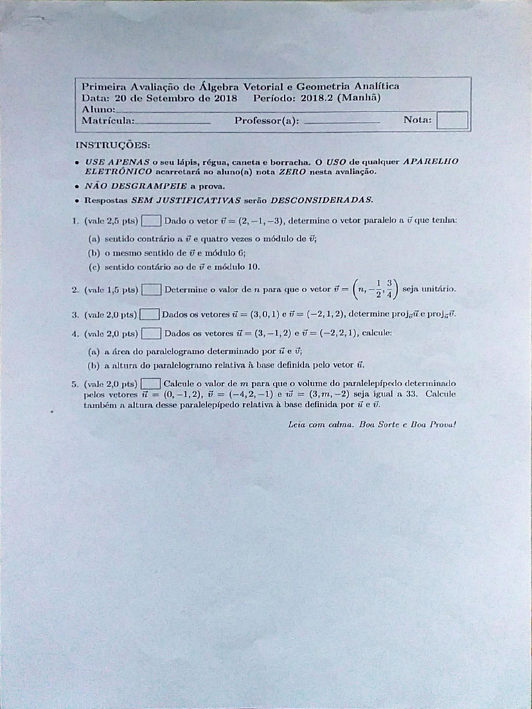 Primeira Avaliação 1 | PDF