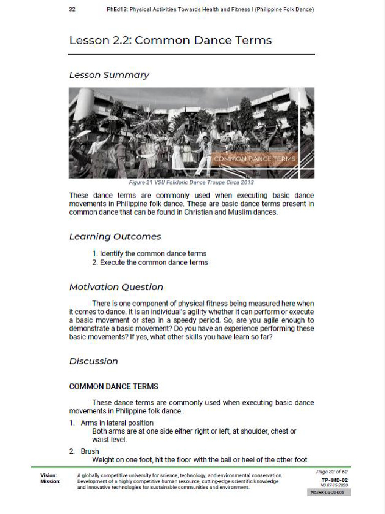 Lesson - 2.2 Commom Damce Terms | PDF | Dances