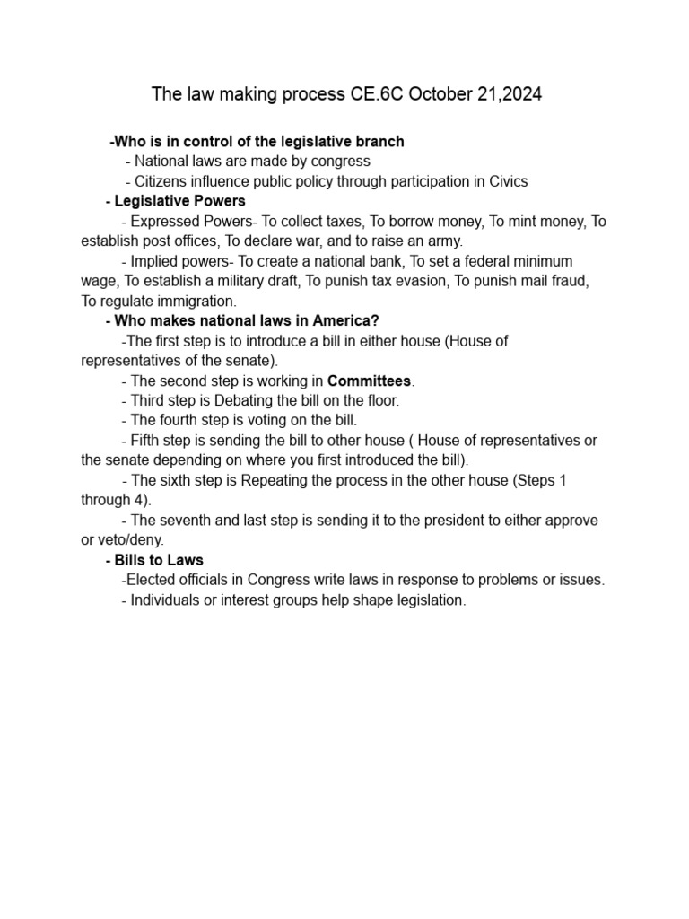 The law making process CE | PDF