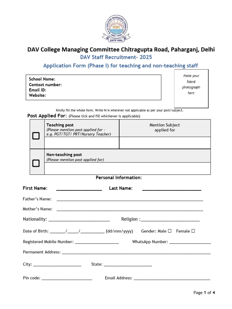 CNA CBT ApplicationForm Phase I Blank | PDF