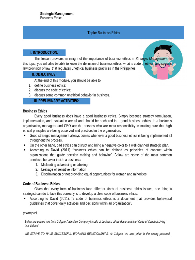 Business Ethics in Strategic Management | PDF | Business Ethics | Expense