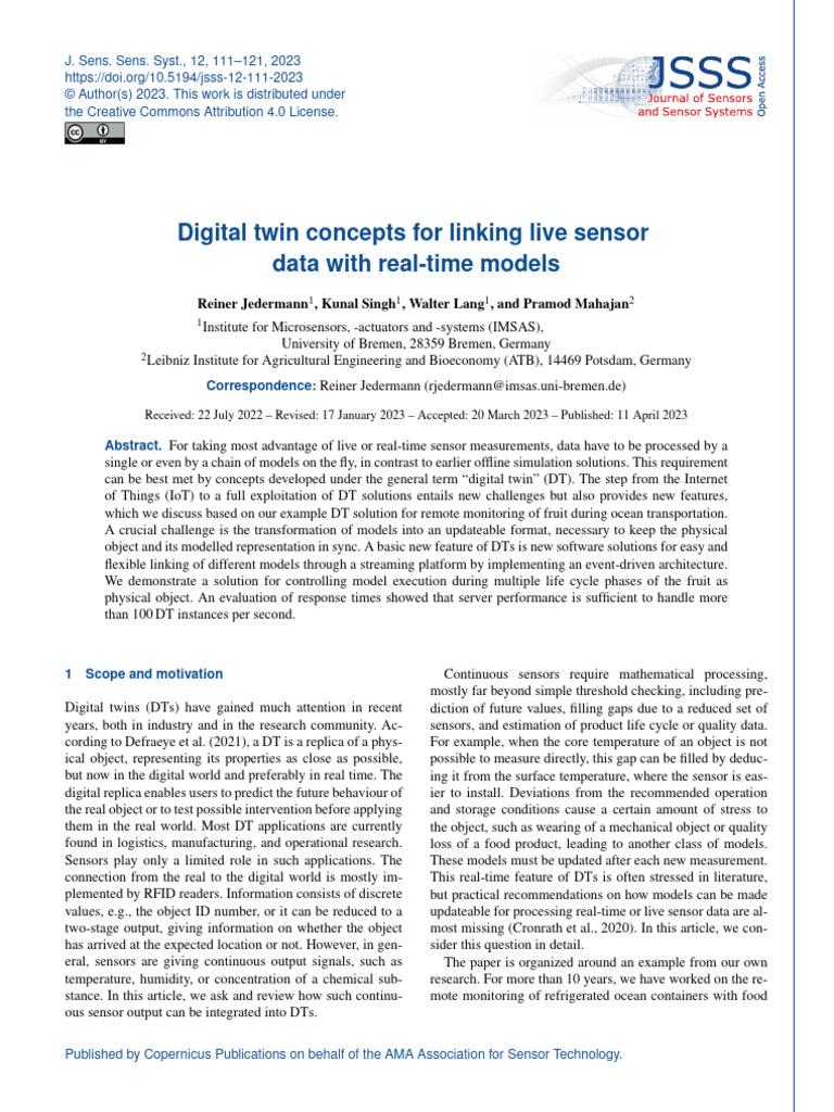 Digital Twin Concepts For Linking Live Sensor Data With Real-Time ... Digital Twin Concepts For Linking Live Sensor Data With Real-Time ...