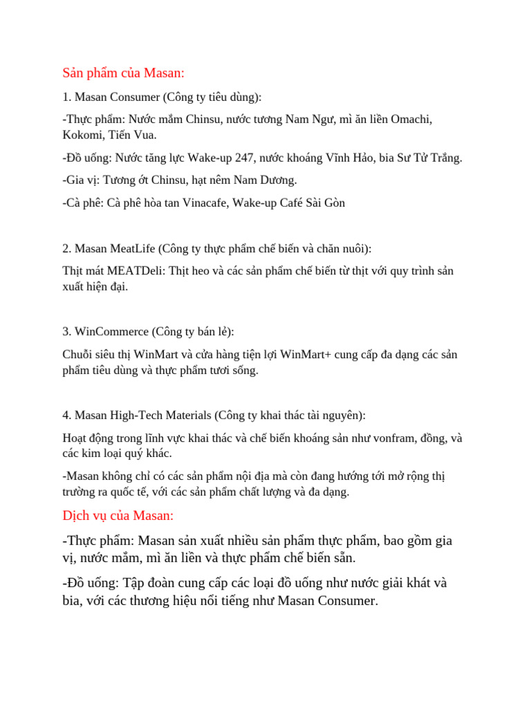 sản phẩm+dịch vụ của masan | PDF