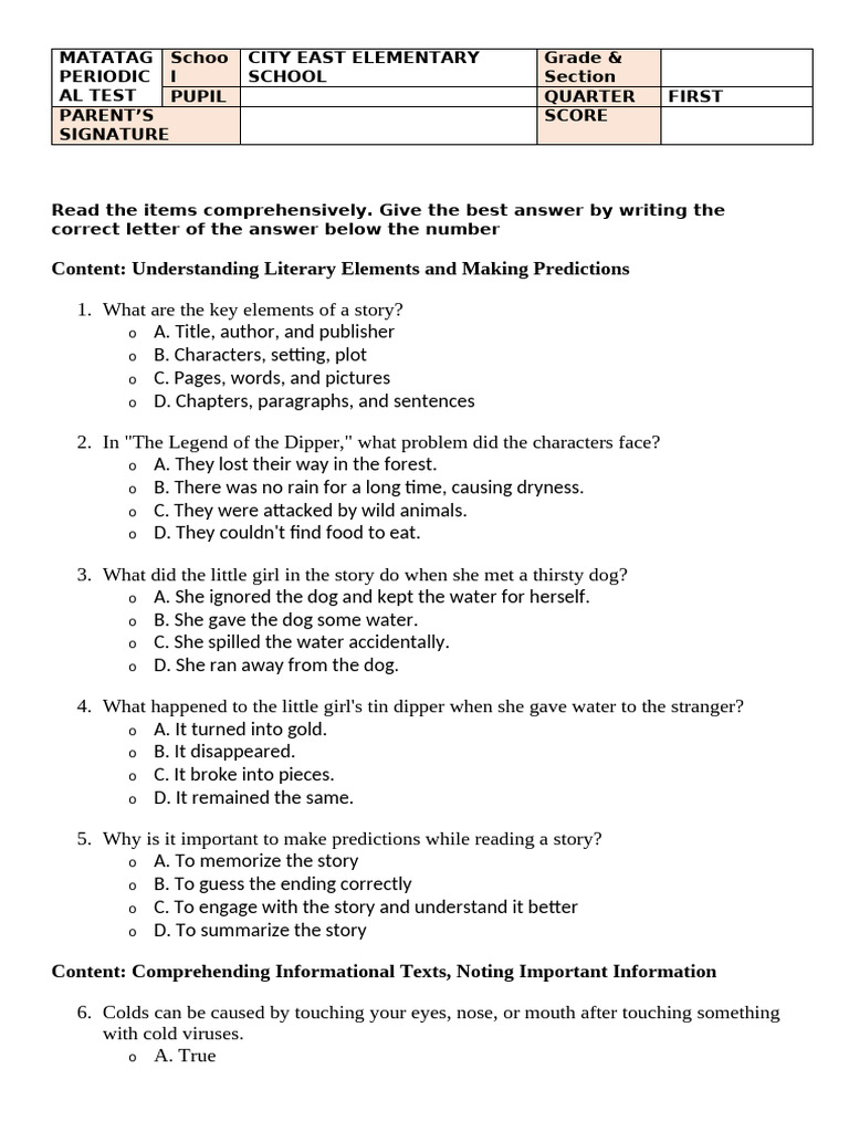 Matatag Periodical Test | PDF | Verb | Clause