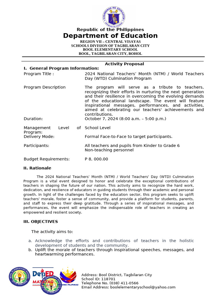 Activity-Proposal-reading month | PDF | Teachers