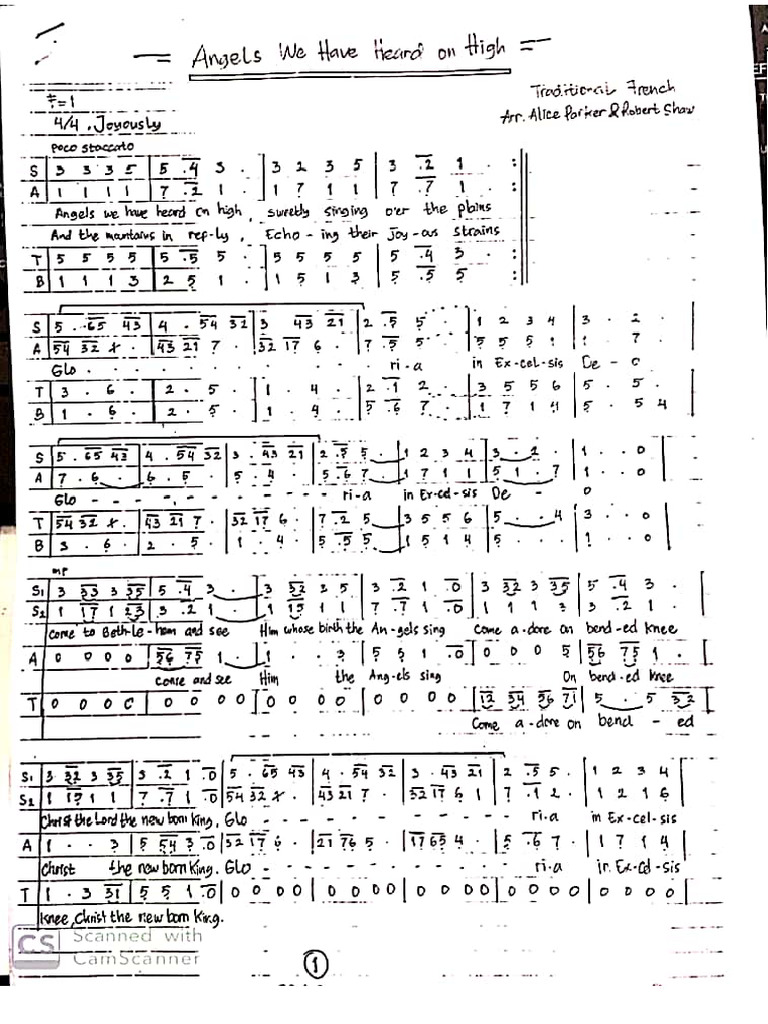 Angels We Have Heard On High - SATB Not Angka | PDF