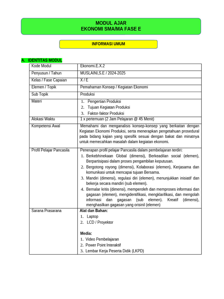 Modul Ips Ekonomi Kelas X Ganjil | PDF