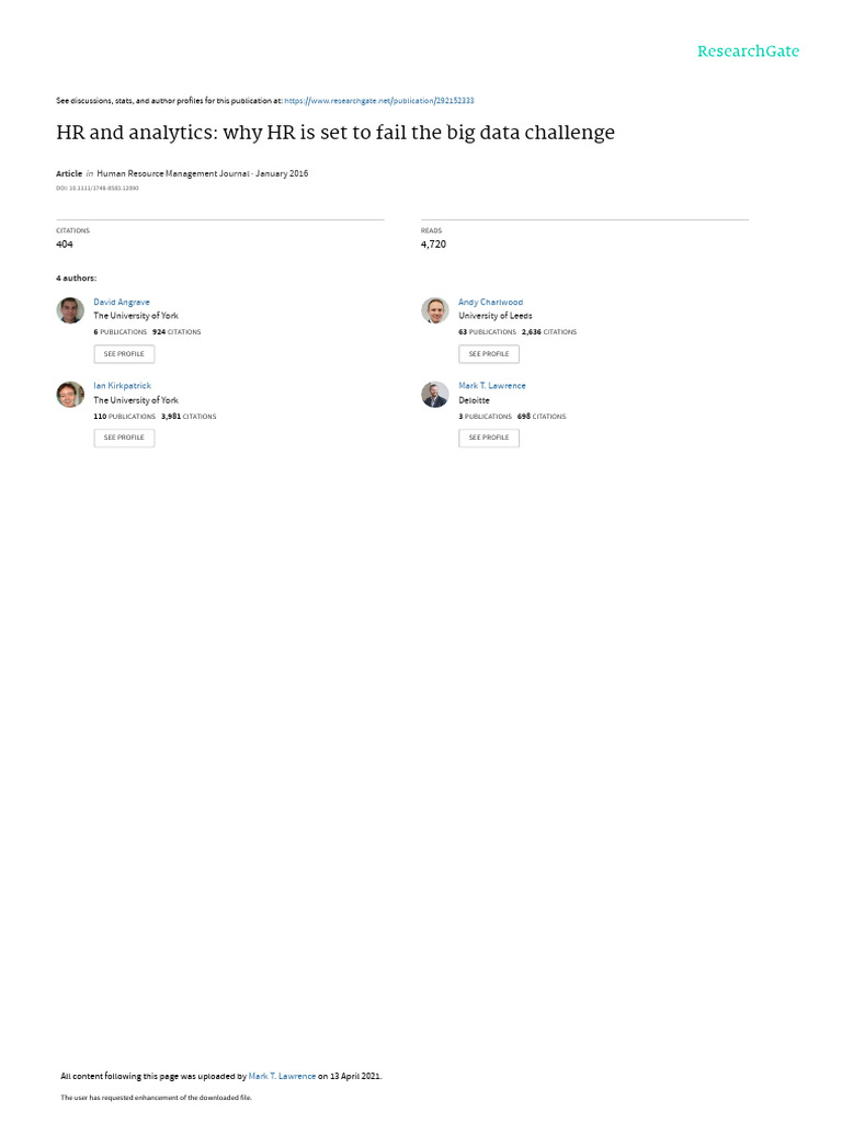 Angrave Et Al-2016-Human Resource Management Journal | PDF | Analytics ...