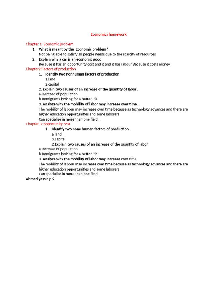 Economics Homework | PDF | Finance & Money Management | Social Science