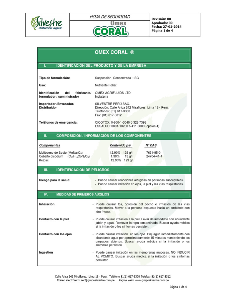 Omex Coral - Hs | PDF | Agua