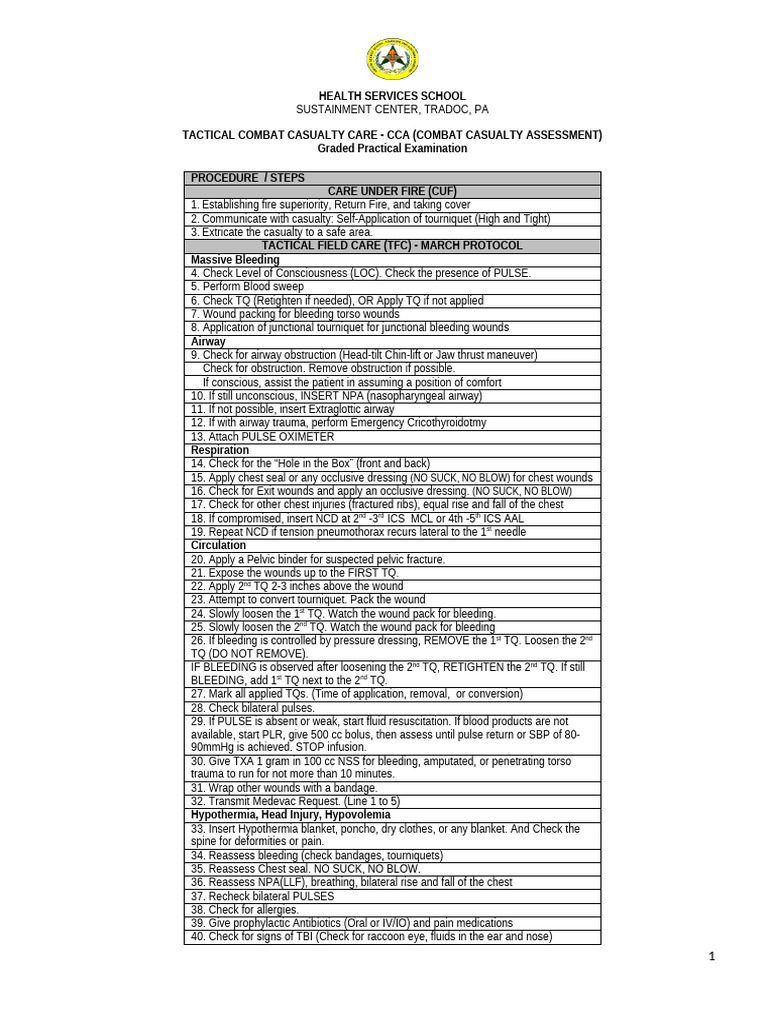 Tccc Steps | PDF | Medicine | Clinical Medicine