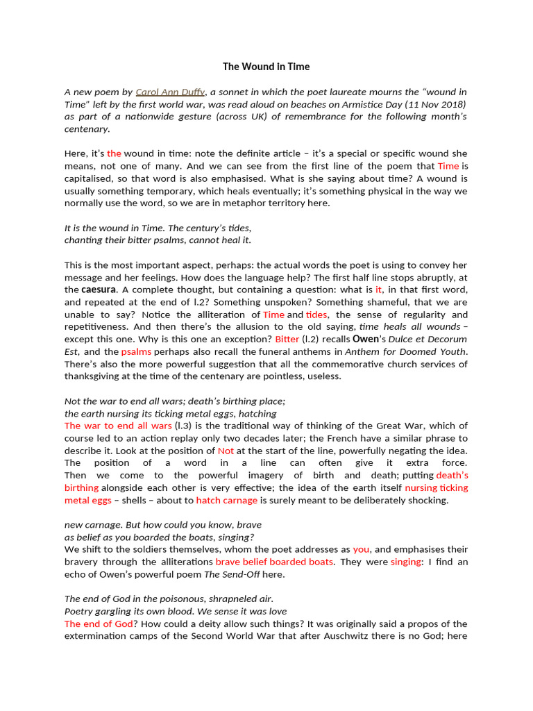 WWI's Unhealed Wound | PDF | Poetry