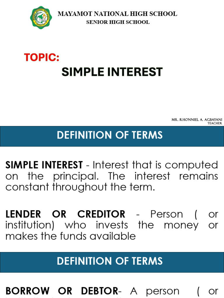 Lesson 1 Simple and Compound Interest | PDF | Interest | Debt