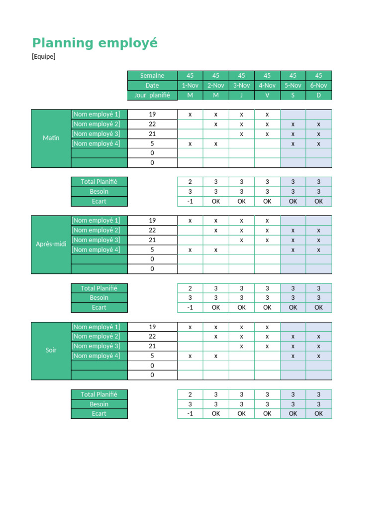 planning-de-travail-Modèle-Excel-gratuit(1) | PDF