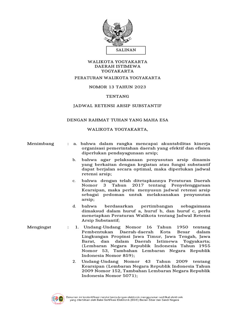 Perwal No 13 Tahun 2023 | PDF