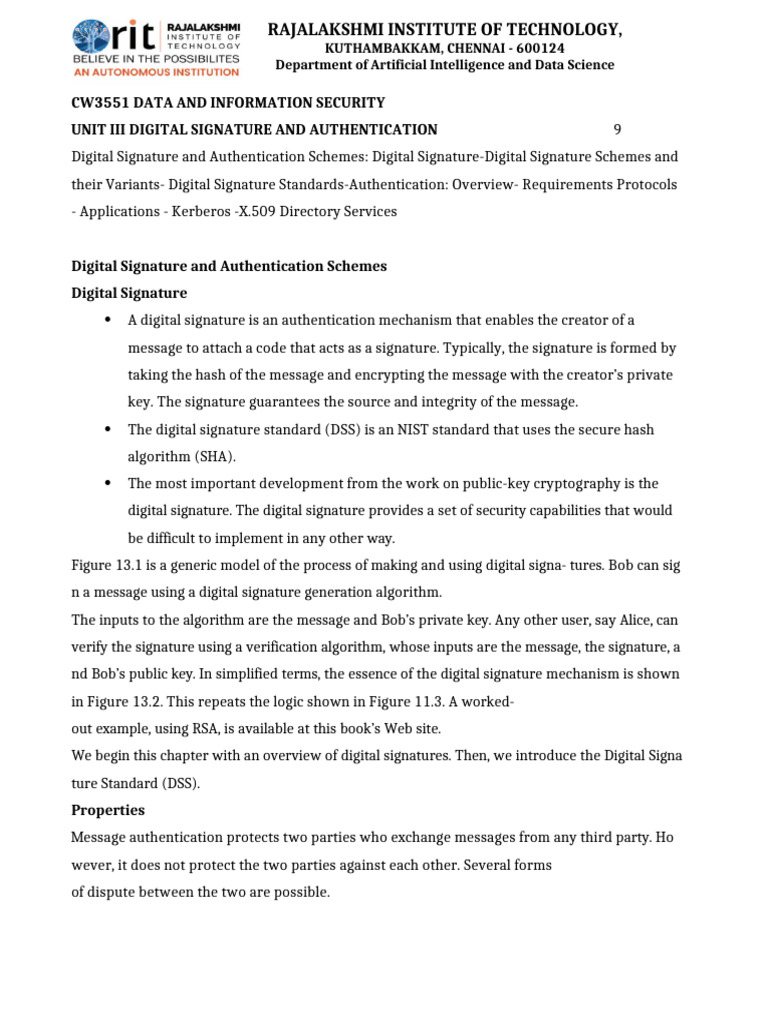 Unit III Notes-CW3551 DATA AND INFORMATION SECURITY | PDF | Public Key ...