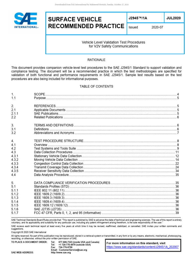 Surface Vehicle Recommended Practice: Vehicle Level Validation Test ...