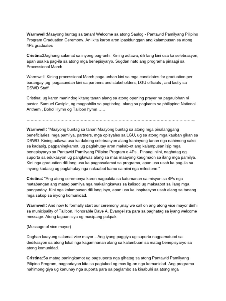 Script For 4ps Grad | PDF