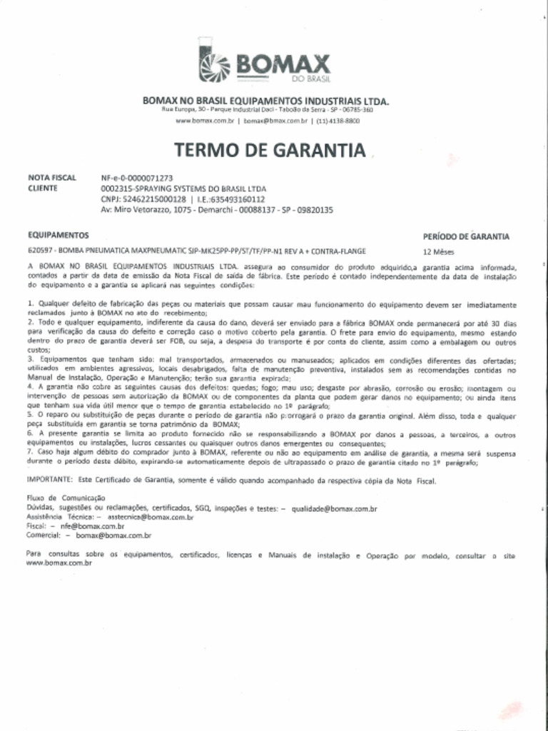TERMO DE GARANTIA | PDF