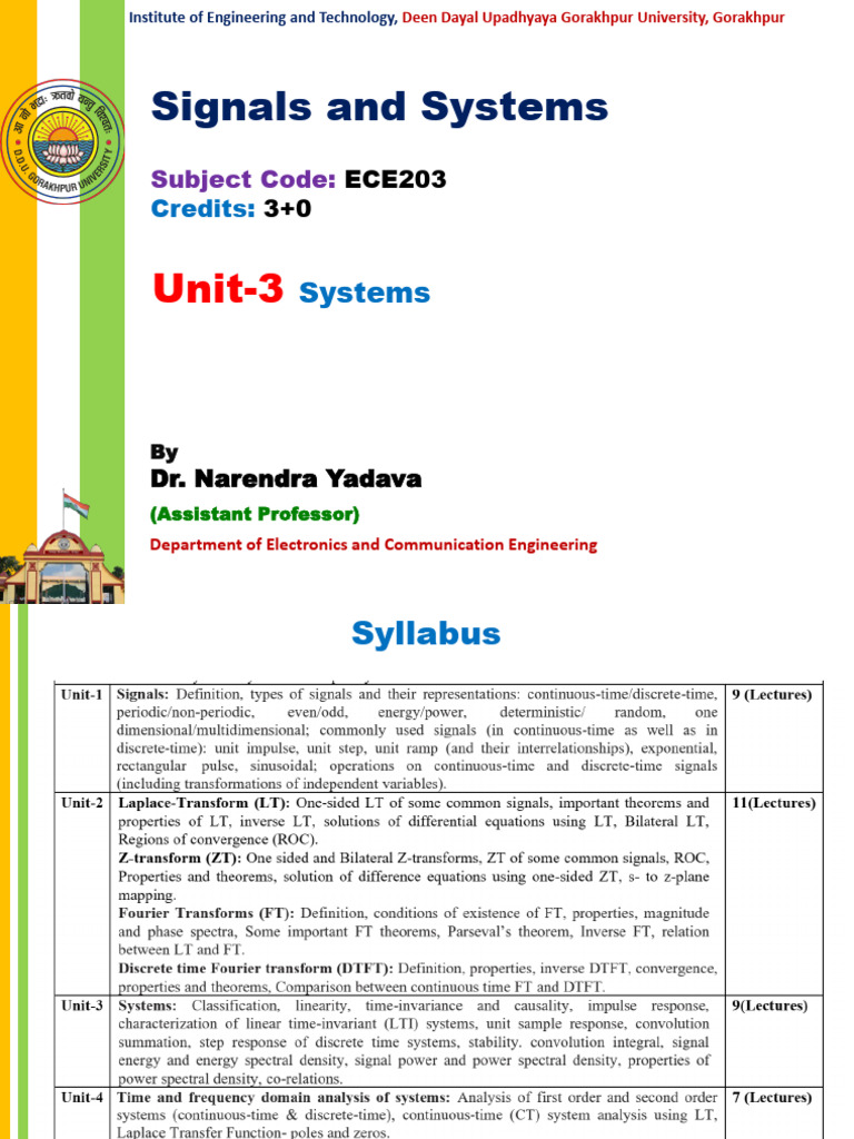 Ece203 Unit 3 Part 1 | PDF | System | Linearity