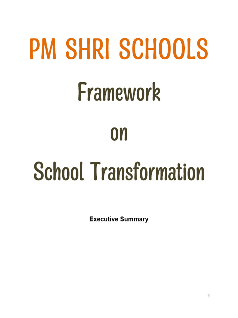 Part 4-PMSHRI-Executive Summary (10.01.2023) | PDF | Governance | Pedagogy