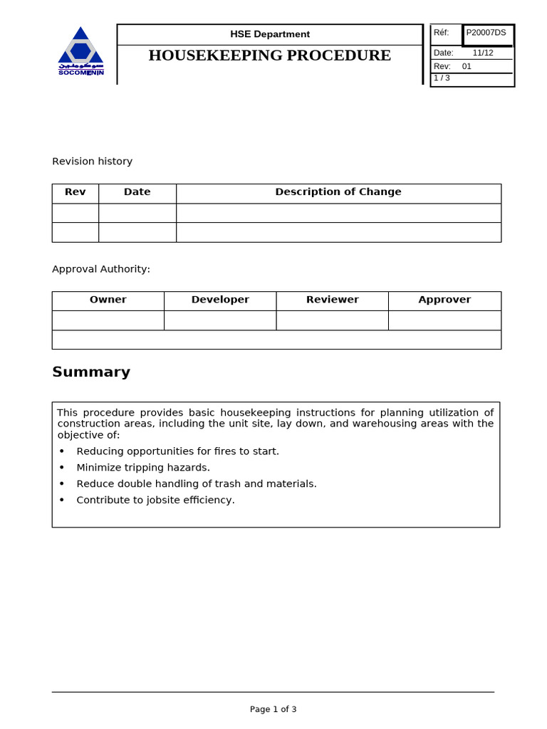 Housekeeping | PDF | Waste | Housekeeping