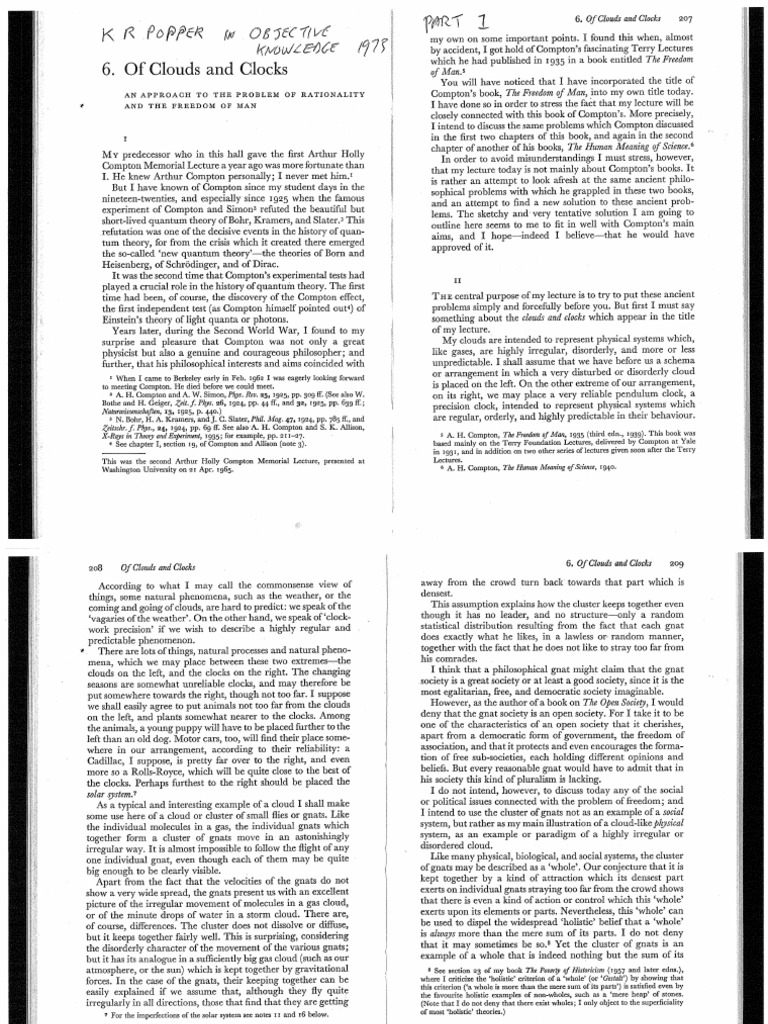 Of Clouds and Clocks Part 1 | PDF | Determinism | Free Will