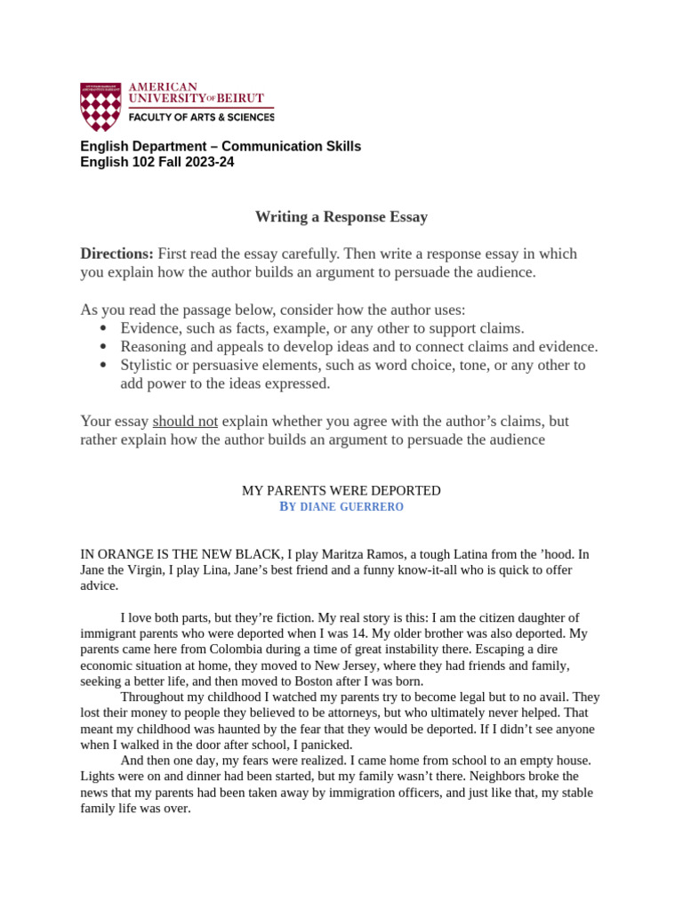 Response Essay Guide: Argument Analysis | PDF