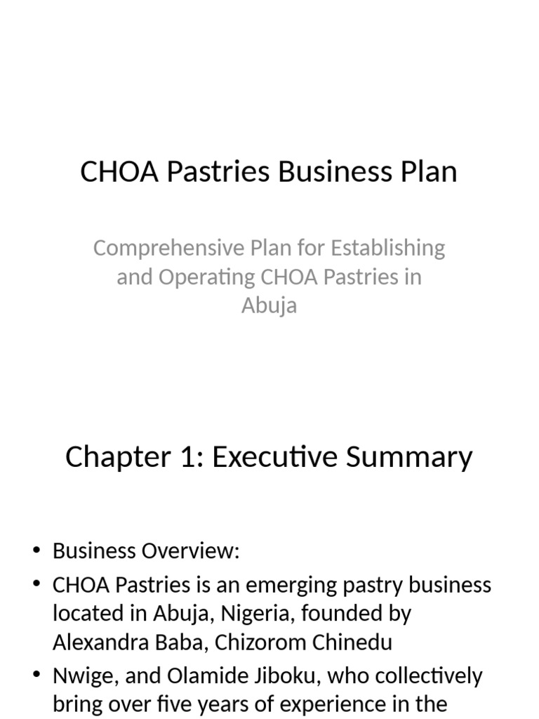 CHOA Pastries Business Plan | PDF | Career & Growth | Business