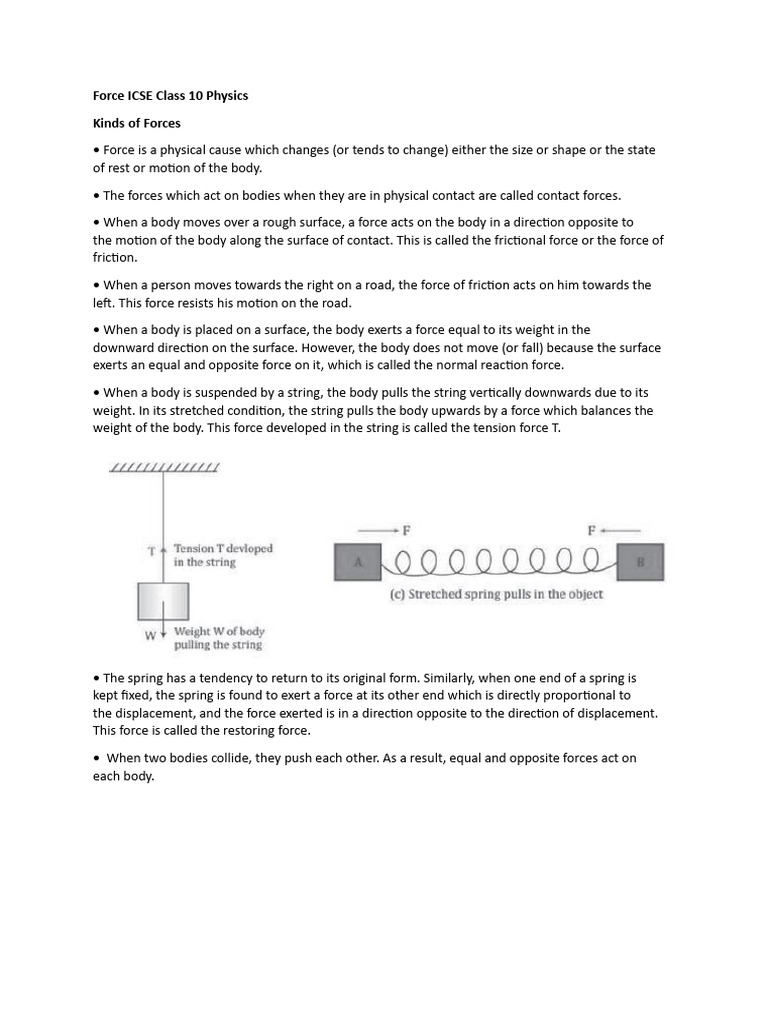 Force ICSE Class 10 Physics | PDF | Force | Momentum