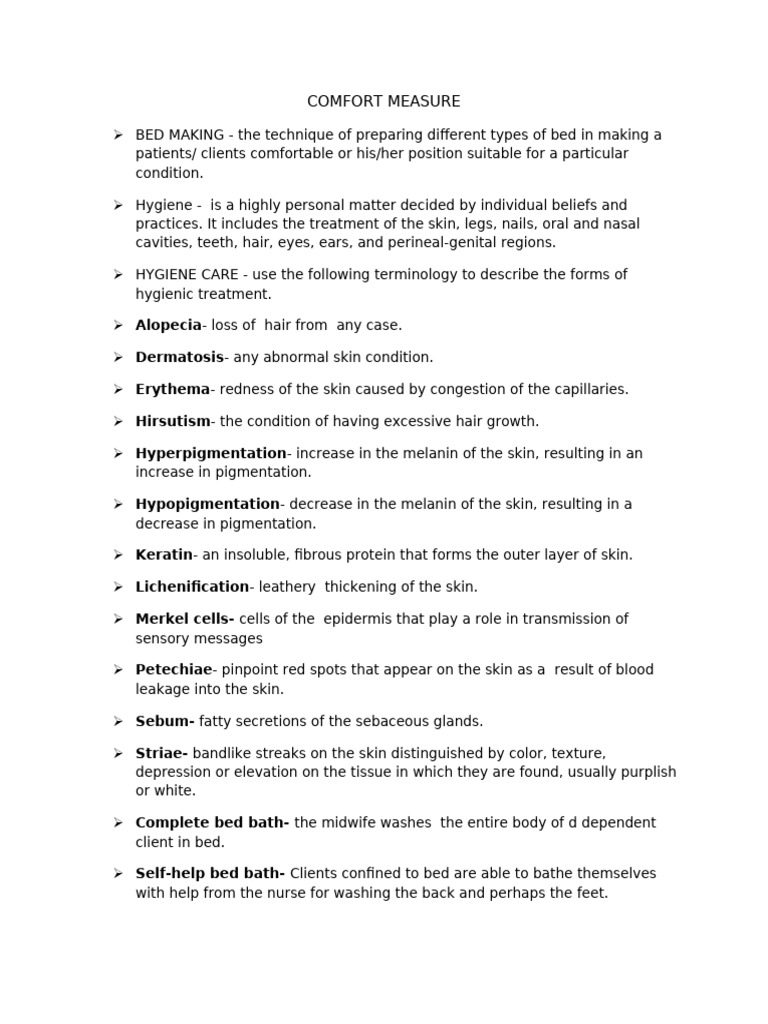 Comfort Measure Reviewer | PDF | Skin