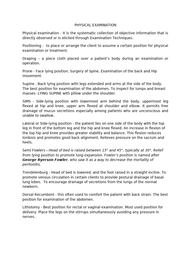 Physical Examination Reviewer | PDF | Physical Examination | Anatomical ...