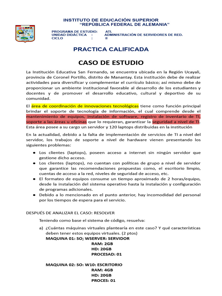 Practica Calificada | PDF | Servidor (Computación) | Protocolos de internet